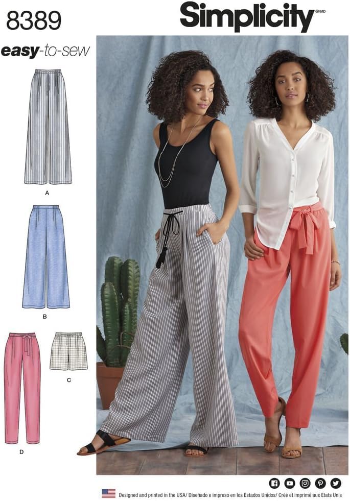 Amazon.com: Simplicity Sewing Pattern D0667 / 8389 - Misses' Pants with ...