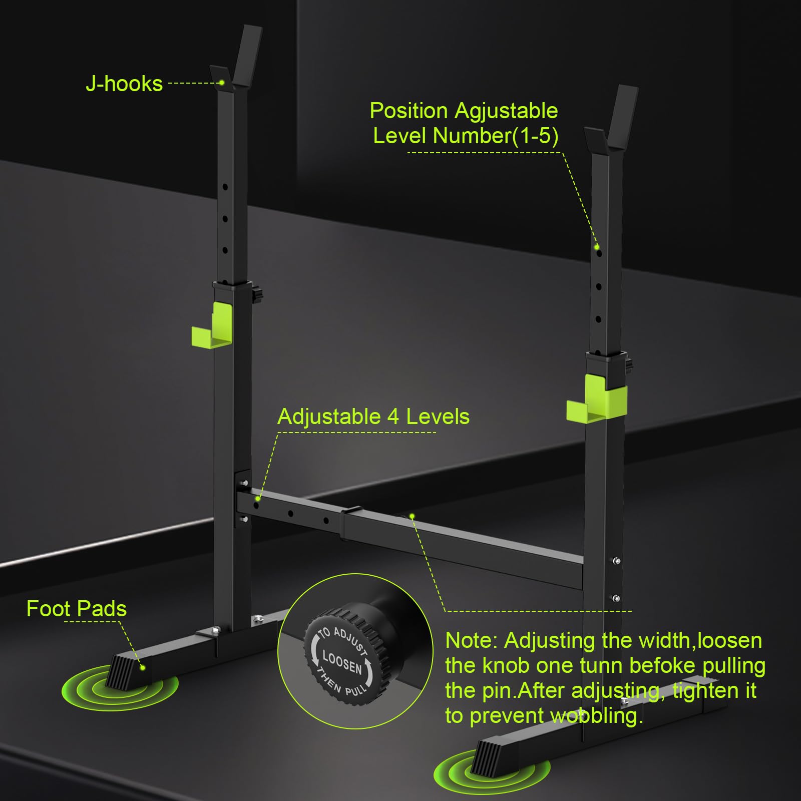 Snapklik.com : Squat Rack, Height-Adjustable Dumbbell Rack For Home Gym ...