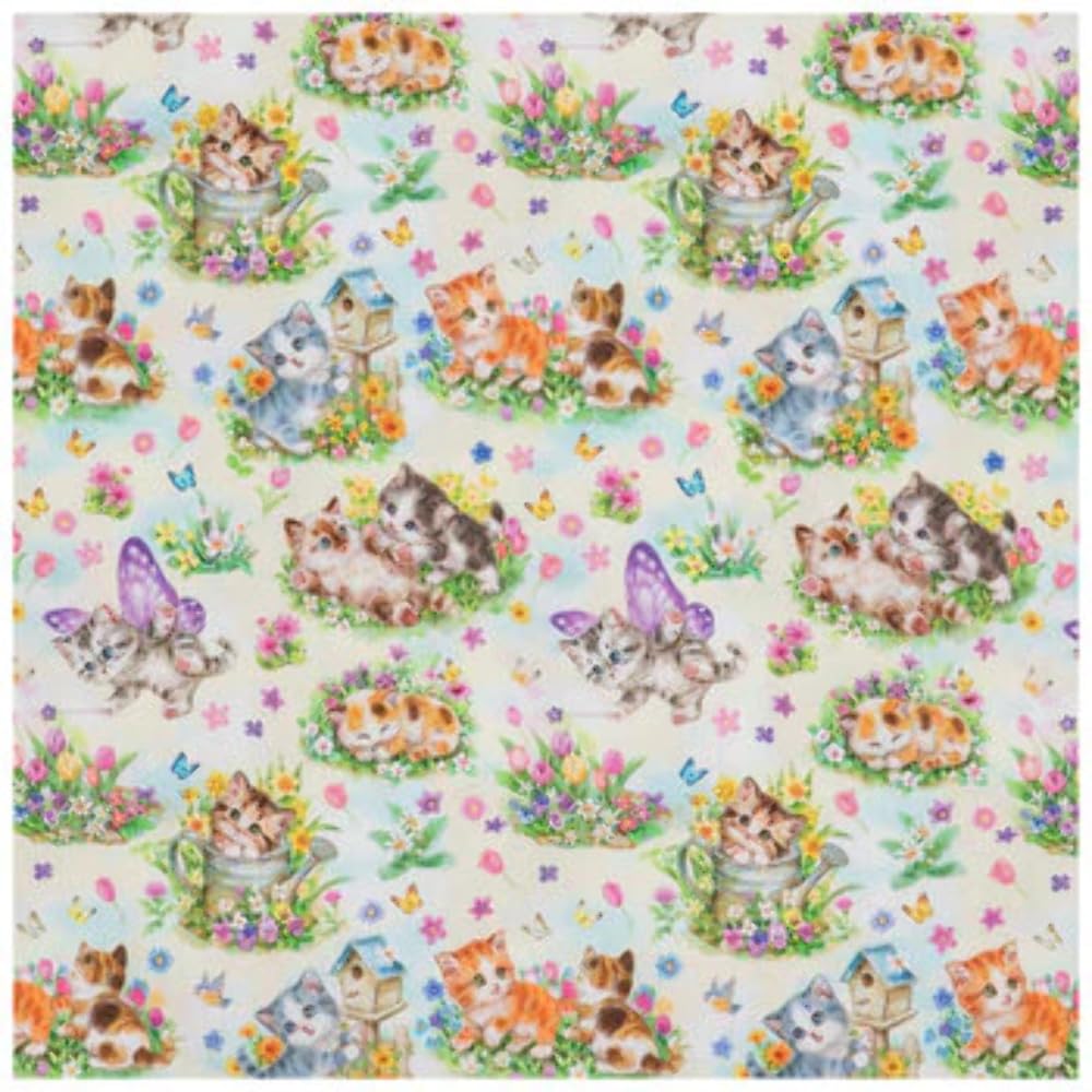 Amazon.com: Kittens & Butterflies Cotton Calico Fabric 1 yard