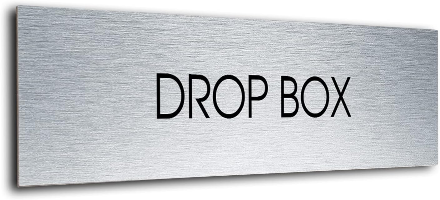 Amazon.com : Drop Box Door Sign - Modern Brushed Metal Door Sign ...