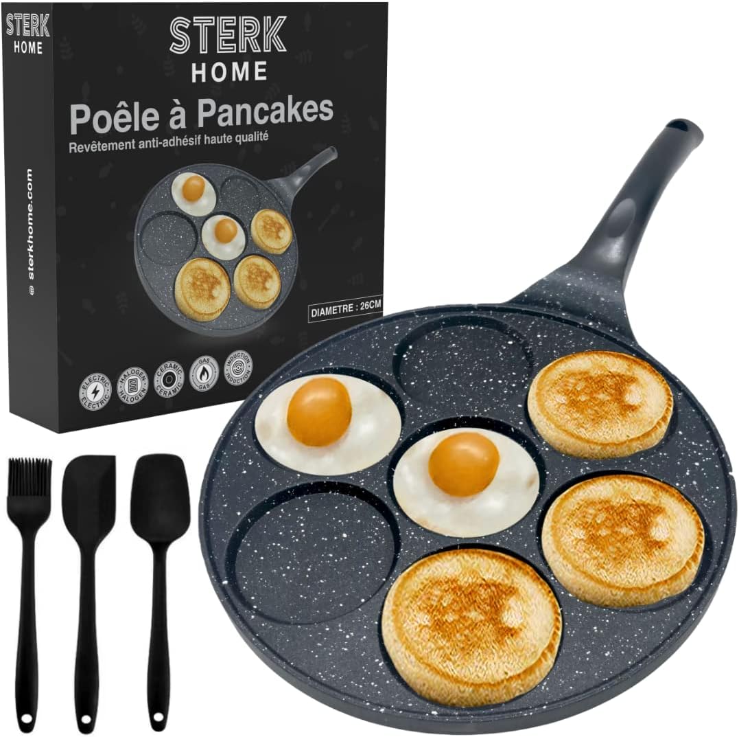 STERK HOME - Poêle à Pancakes 26cm - Poêle à Crêpes - Façon Pierre ...