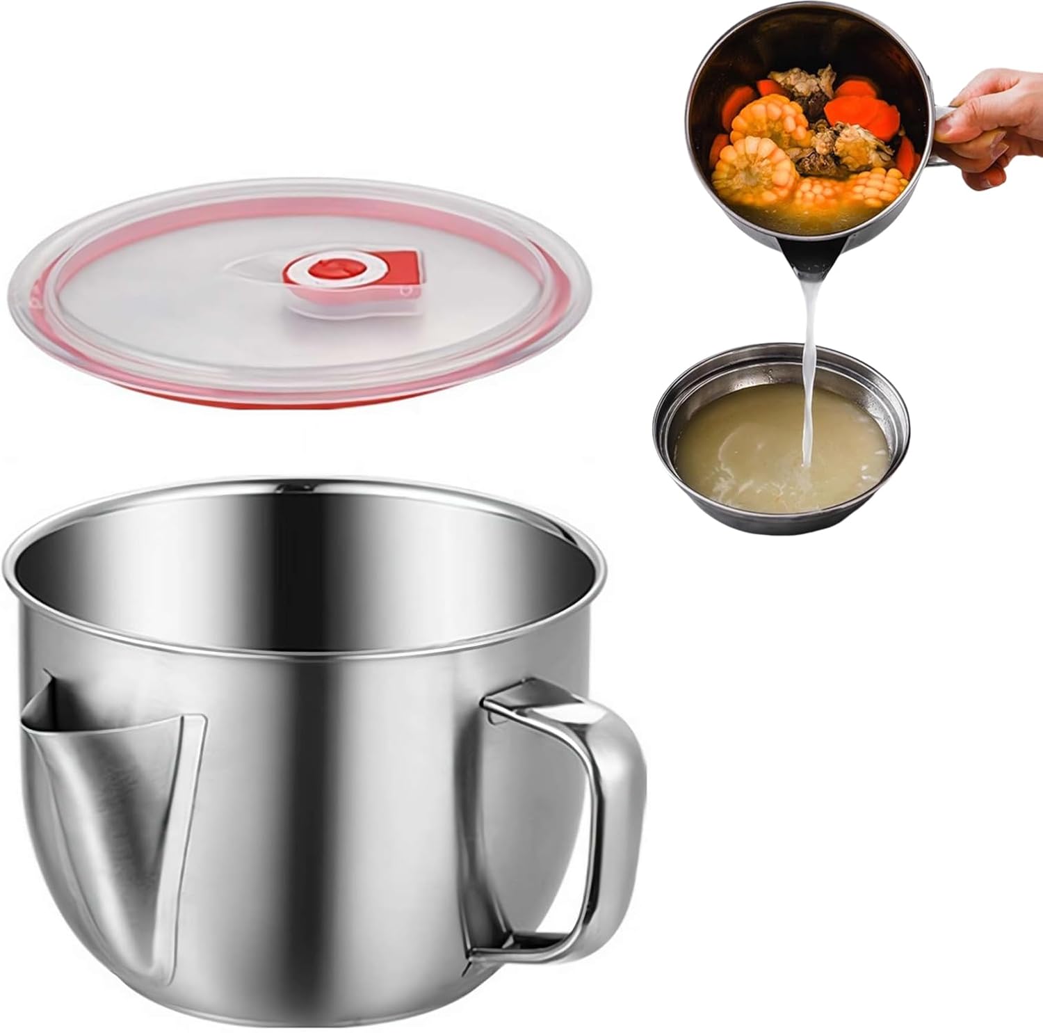 Amazon.com: Stainless Steel Fat Separator,Gravy Grease Separator with ...
