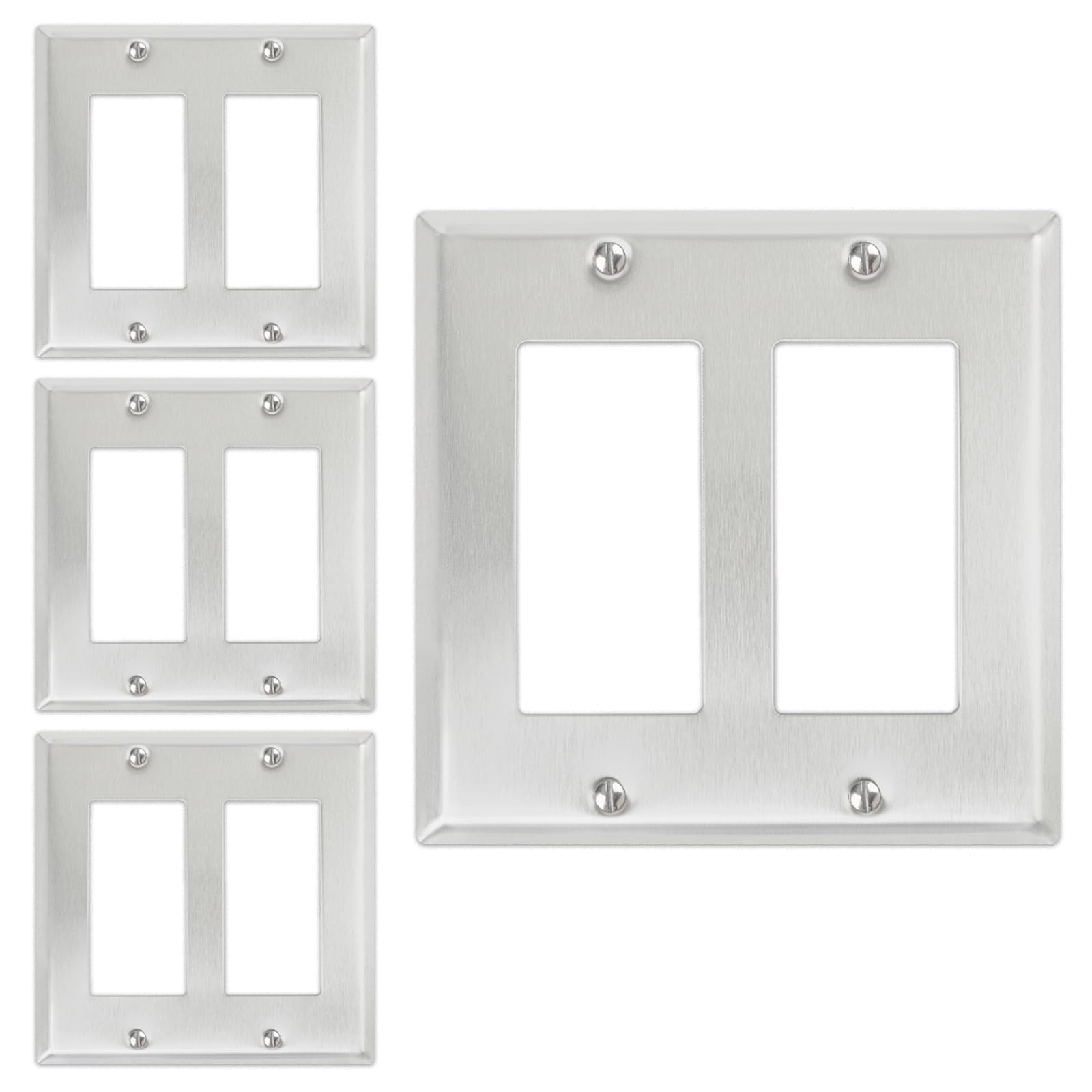 Double Decorator Outlet Covers Stainless Steel, Metal Wall Plates for ...