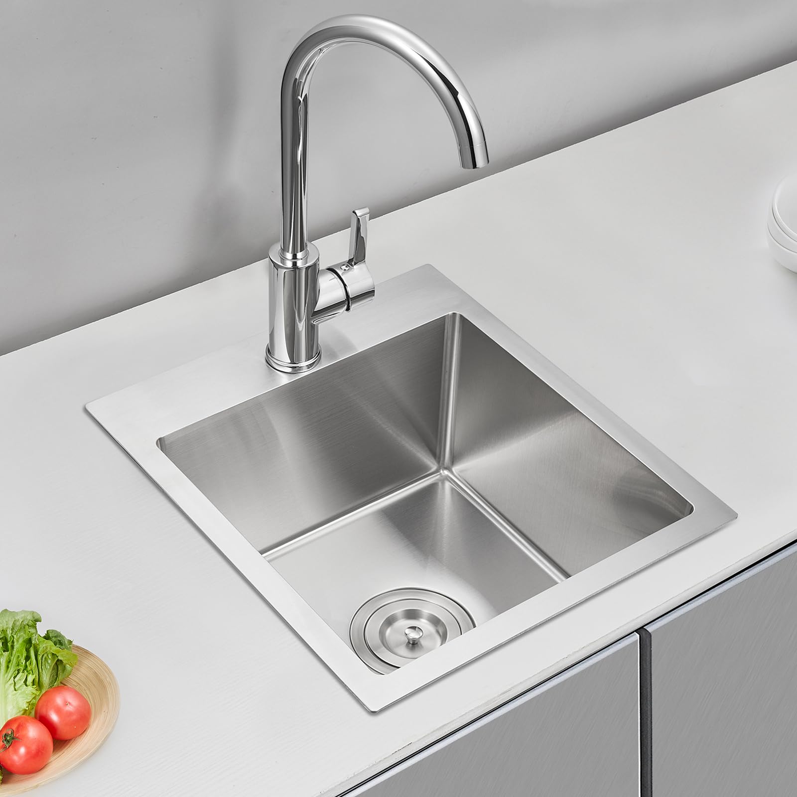 Snapklik.com : ROVATE 17 X 19 Inch Drop In Bar Sink Single Bowl ...