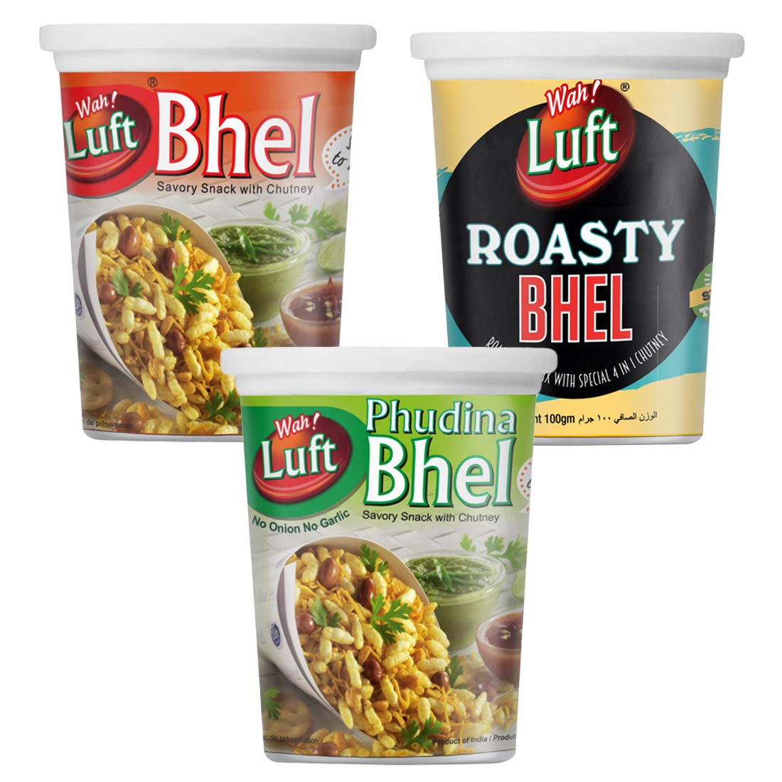 Wah!Luft Instant and Delicious Bhelpuri Assortment Pack - 100 gm Each ...