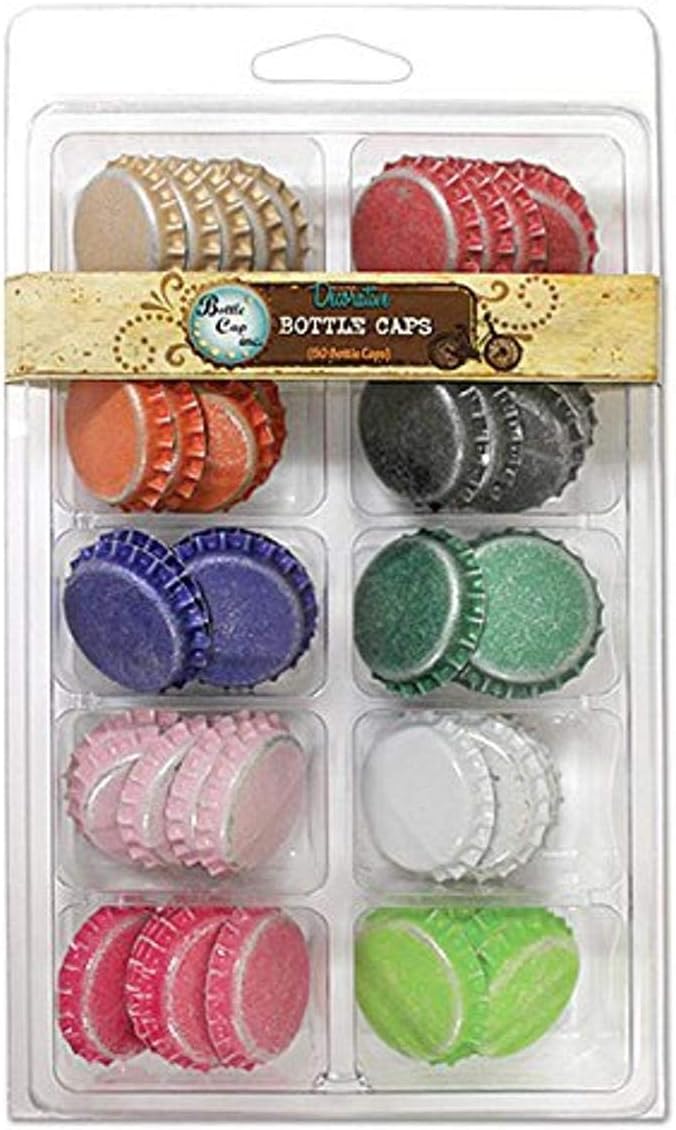 Amazon.com: Bottle Cap 50 Distressed Multi-Pack Standard Bottle Caps ...