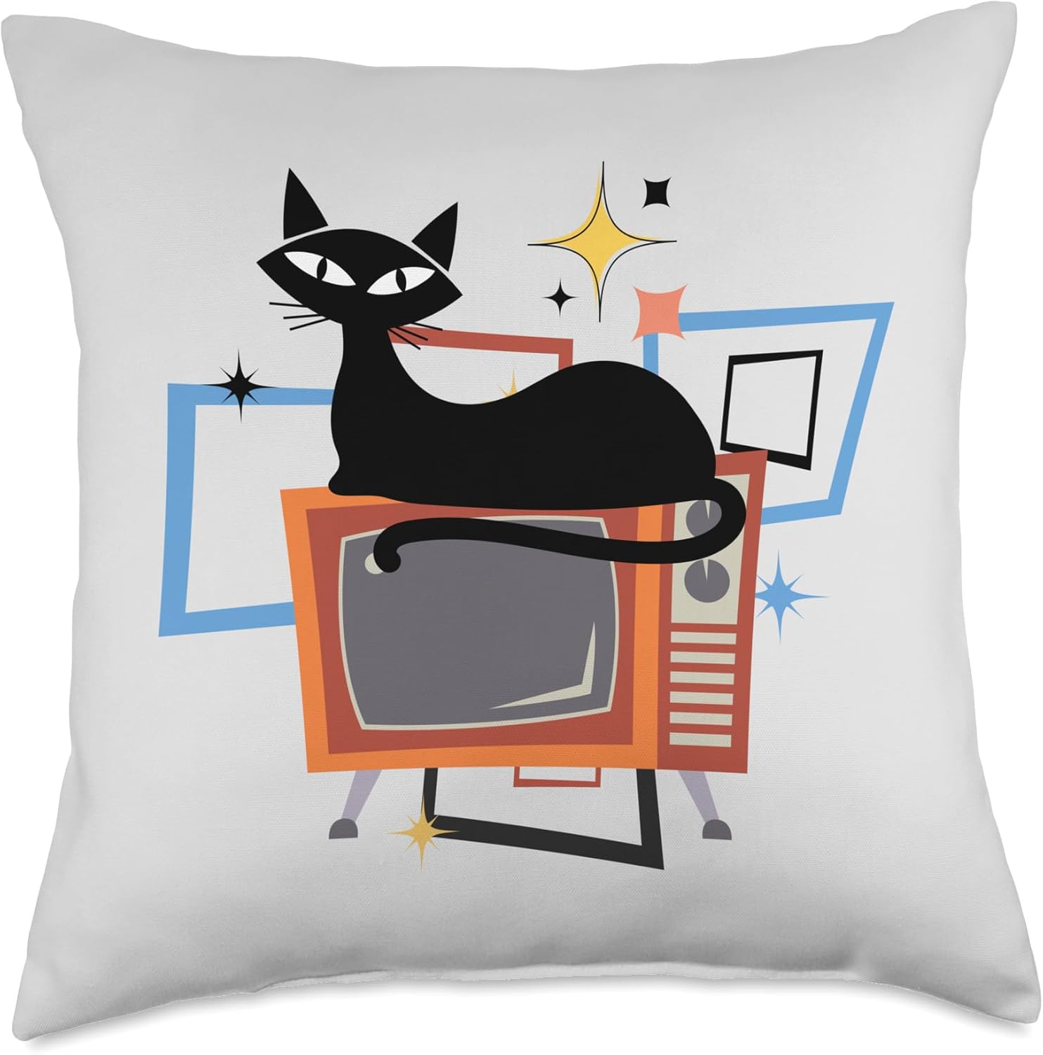 Amazon.com: Retro Atomic Age Mid-Century Cat Vintage TV Modern Throw ...