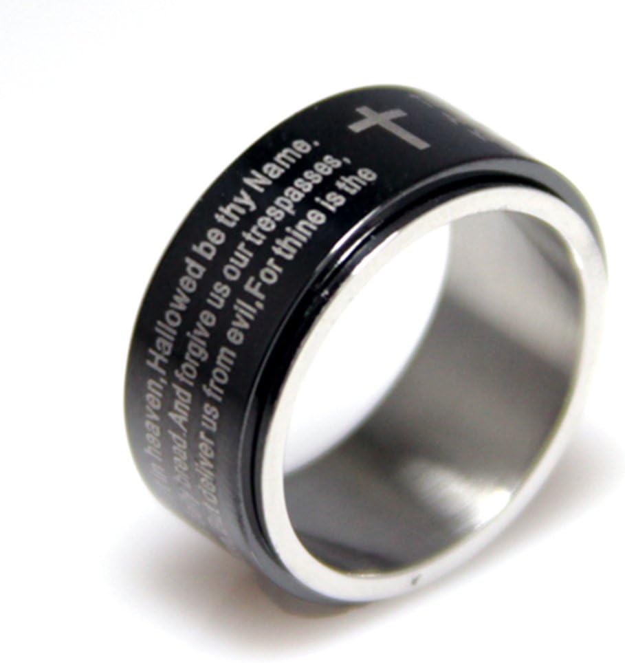 Lords Prayer Spinner Ring - Black Colored Ion Plated Stainless Steel ...