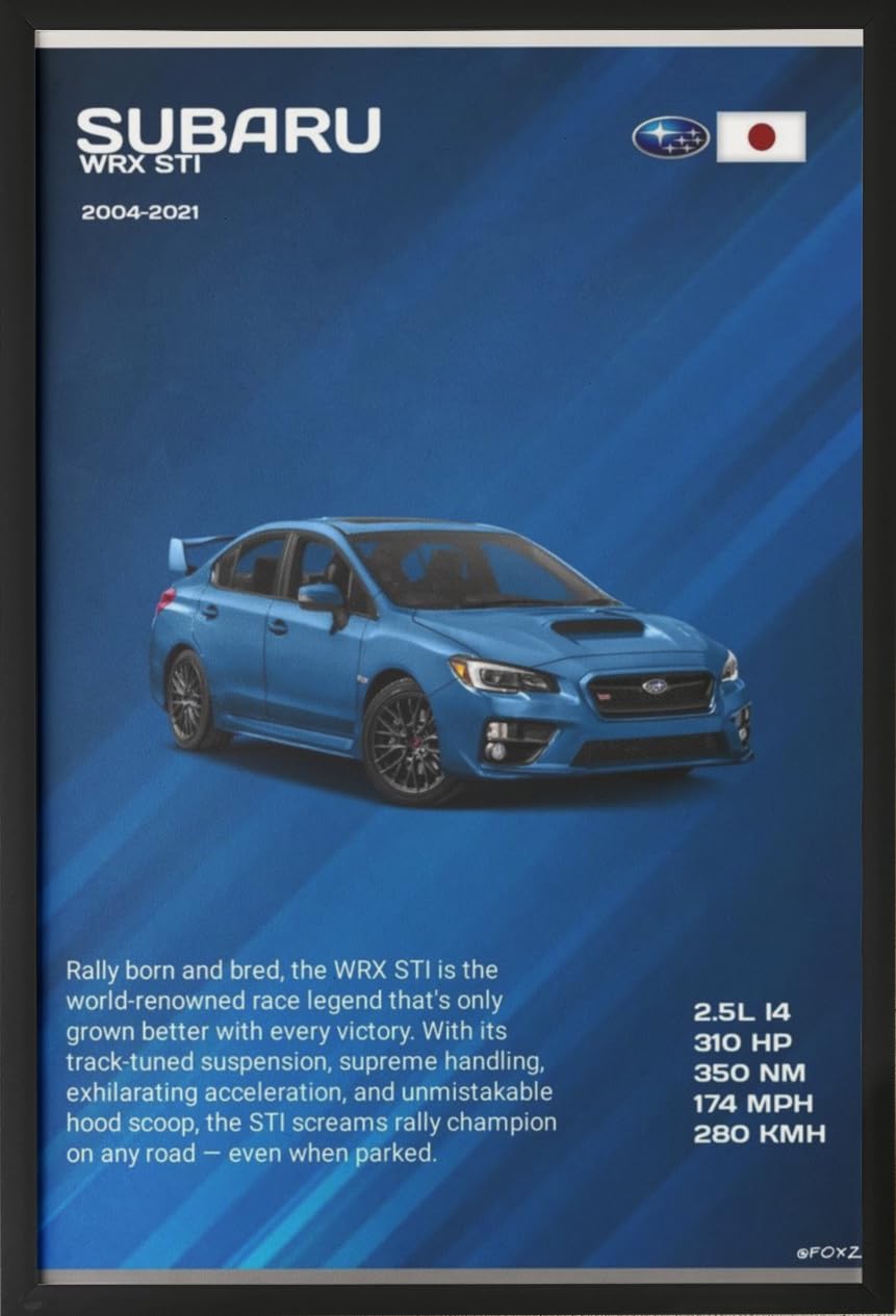 LAMIFRAME Subaru WRX Poster Wall Decoration Art Framed Poster, Matt ...