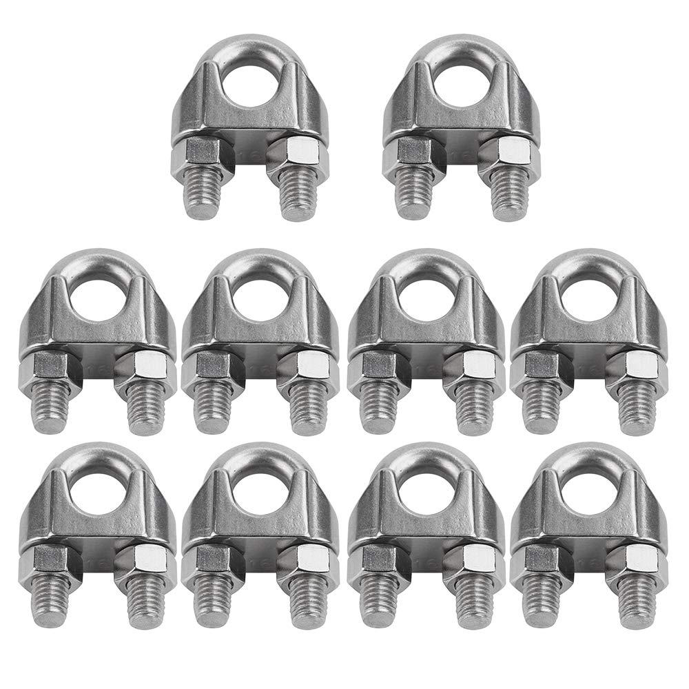 Buy Hourongw 10 Pcs Wire Rope Clips Clamp, M2 Wire Rope Grips Bolts 304 ...