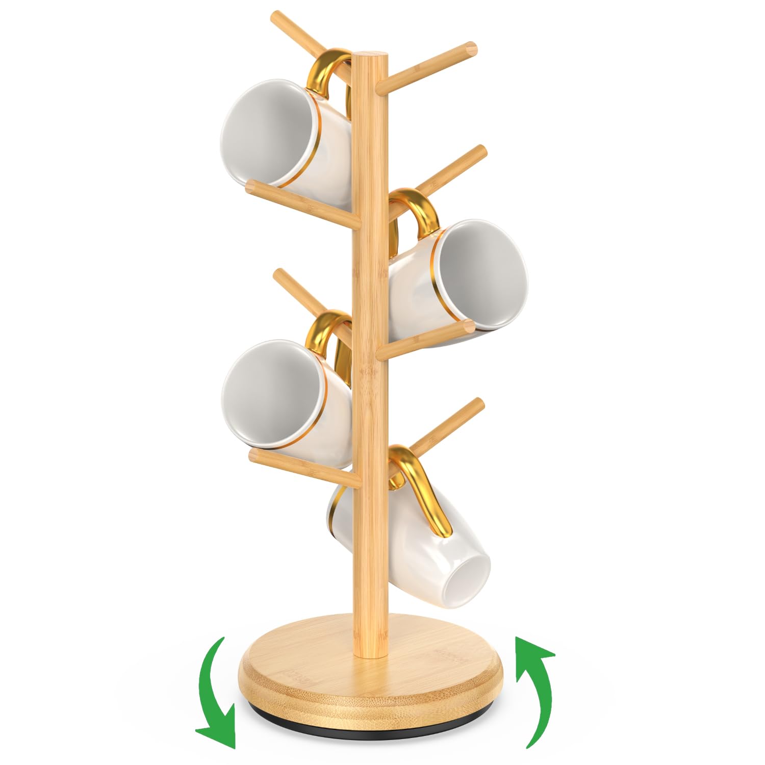 Amazon.com: BAMBANG Bamboo Coffee Mug Tree, Rotating Coffee Cup Holder ...