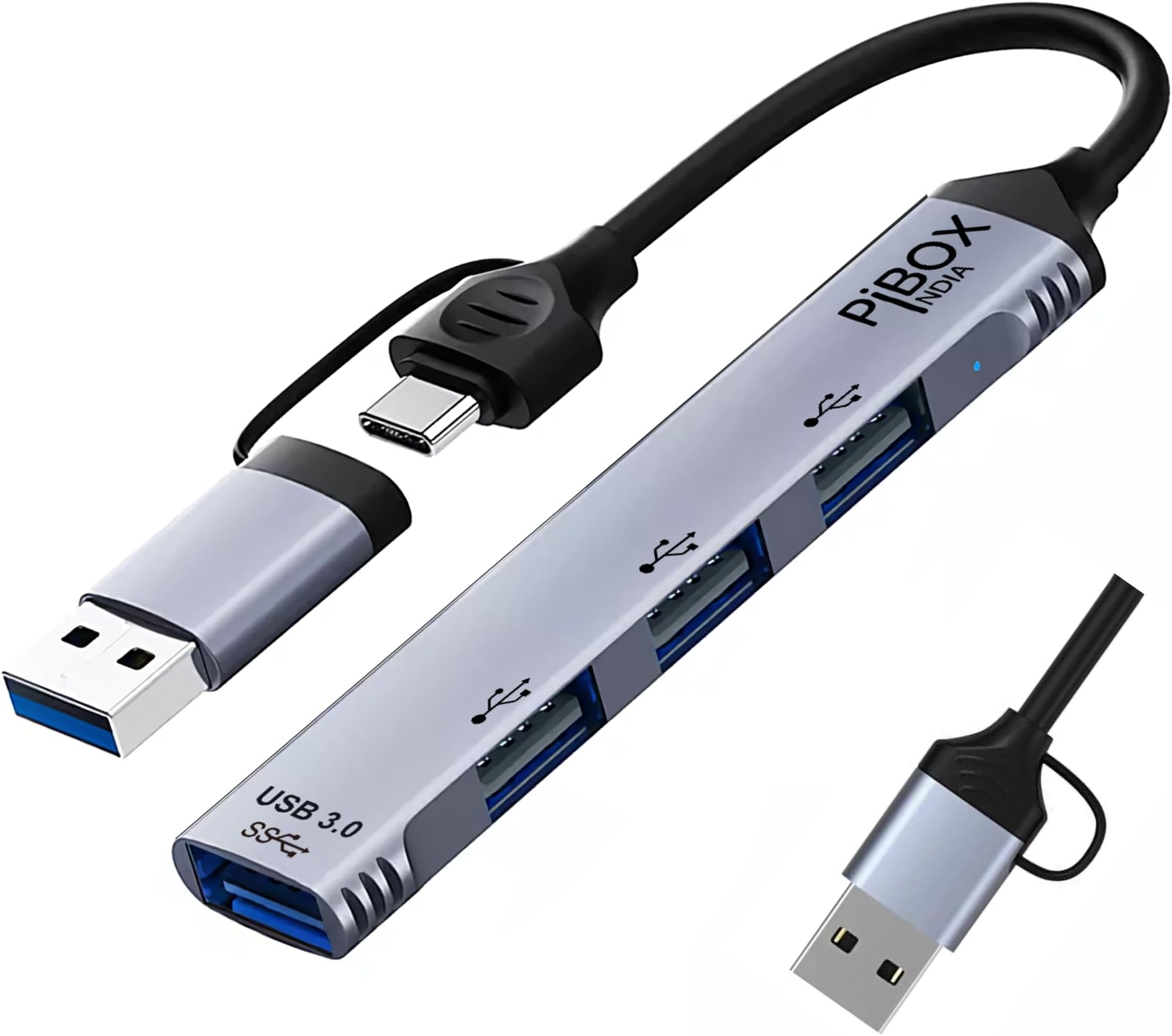 Portronics Mport 31 Plus USB 3.0 Hub (5-in-1) with USB & Type-C Dual ...