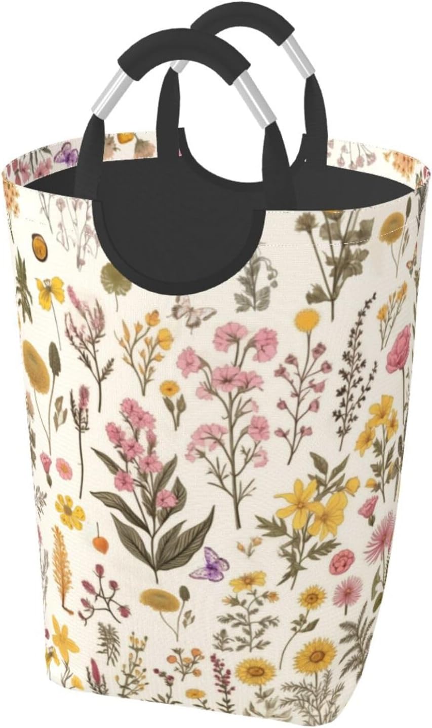 Amazon.com: Floral Laundry Hamper Spring Summer Botanic Floral Basket ...