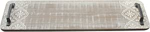 Amazon.com: Long Narrow Wood Flat Tray with 2 Metal Handles, Farmhouse ...