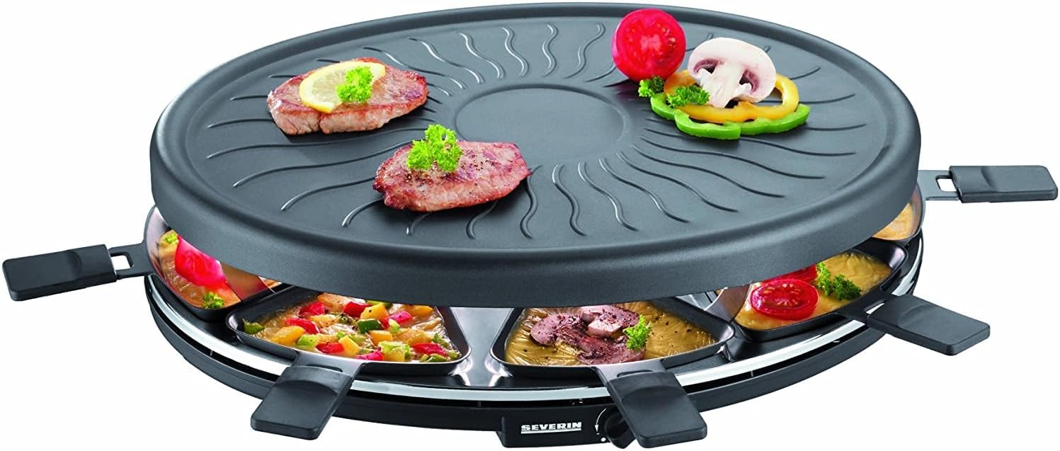 SEVERIN Raclette Gril Ronde 1 100W, Plaque Anti-adhésive, Surface de ...