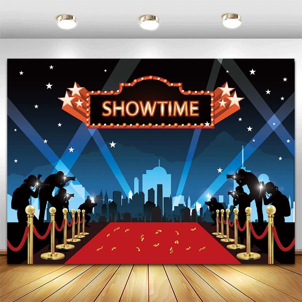 Amazon.com : Qian 7x5ft Show Time Red Carpet Photography Backdrop for ...