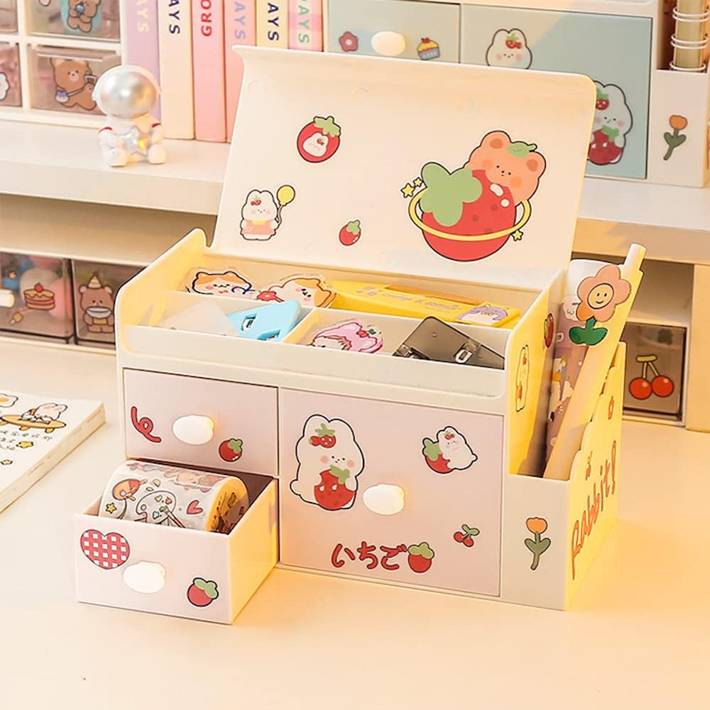 Amazon.com: JHTPSLR Large Kawaii Desk Organizer with Drawers for Girls ...