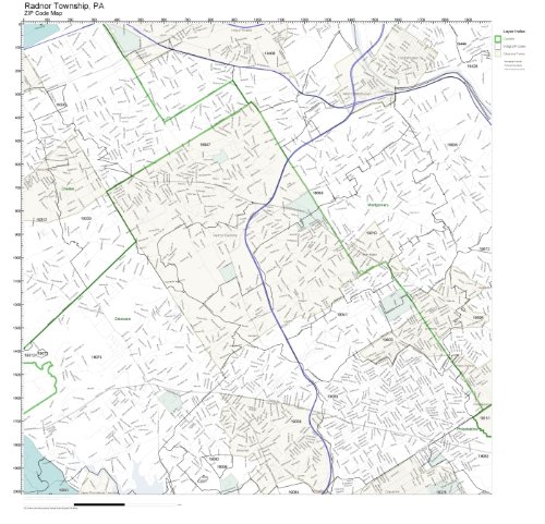 ZIP Code Wall Map of Radnor Township, PA ZIP Code Map Laminated: Amazon ...