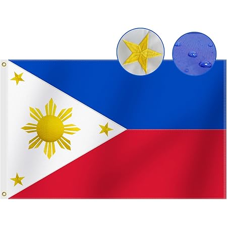 Amazon.com : Heavy Duty Philippines Flag 3x5 Ft, Longest Lasting Oxford ...