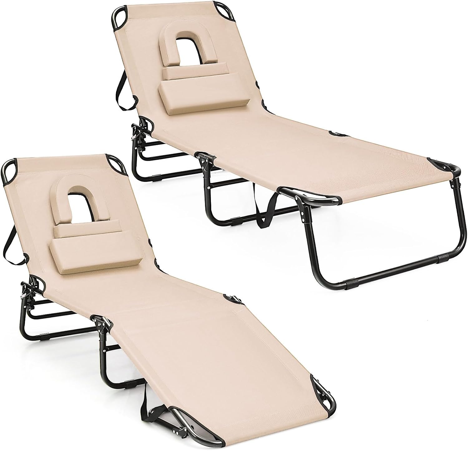 Amazon.com : Giantex Folding Beach Tanning Chair - Adjustable Patio ...