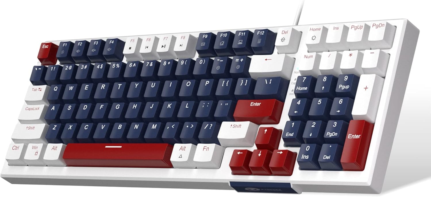 Amazon.com: Mechanical Gaming Keyboard, Clicky Blue Switches Gaming ...