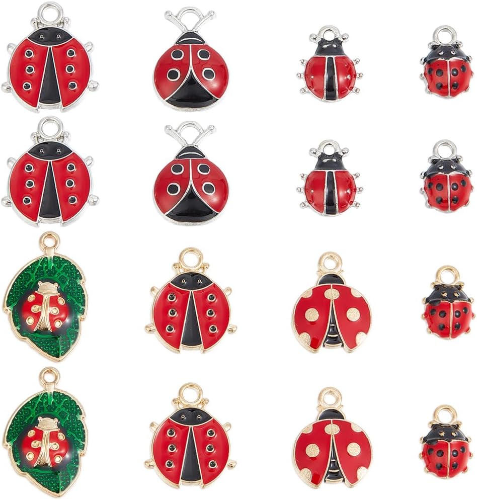 Amazon.com: SUNNYCLUE 32PCS 8 STYLES Ladybug Charms Bulk Insect Charm ...
