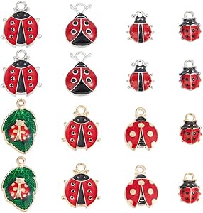 Amazon.com: SUNNYCLUE 32PCS 8 STYLES Ladybug Charms Bulk Insect Charm ...