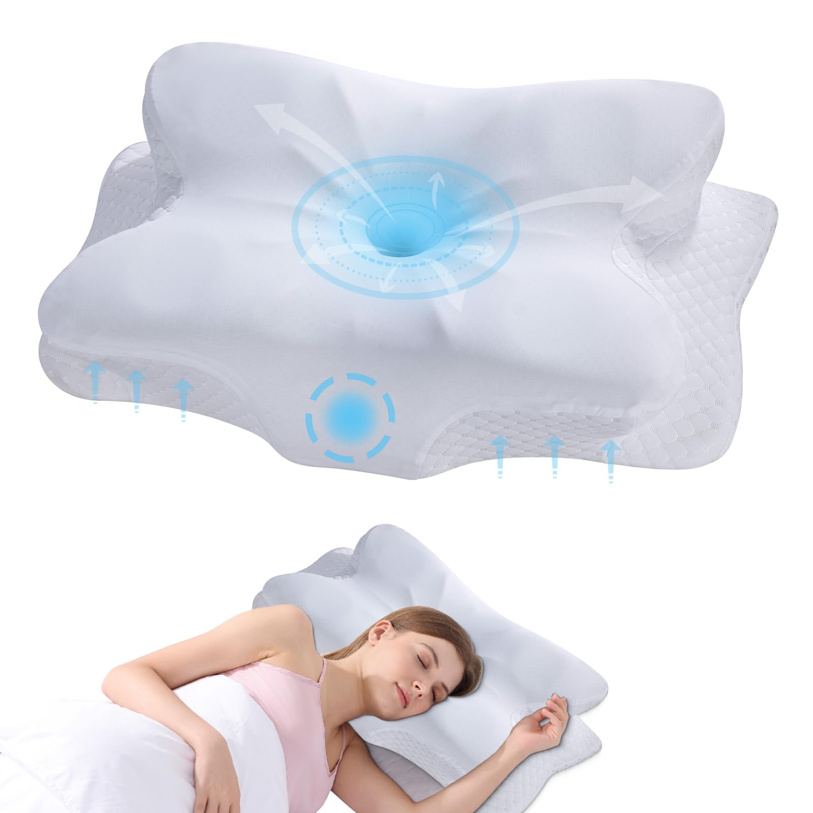 Amazon.com: Cervical Neck Pillow - Memory Foam Pillow for Neck Support ...
