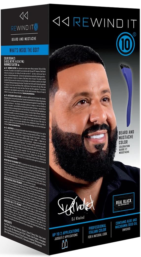 Amazon.com : REWIND IT 10 Real Black Beard and Mustache Color : Beauty ...