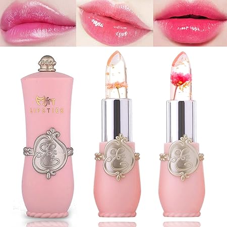 Amazon.com : firstfly Pack of 6 Crystal Flower Jelly Lipstick, Long ...