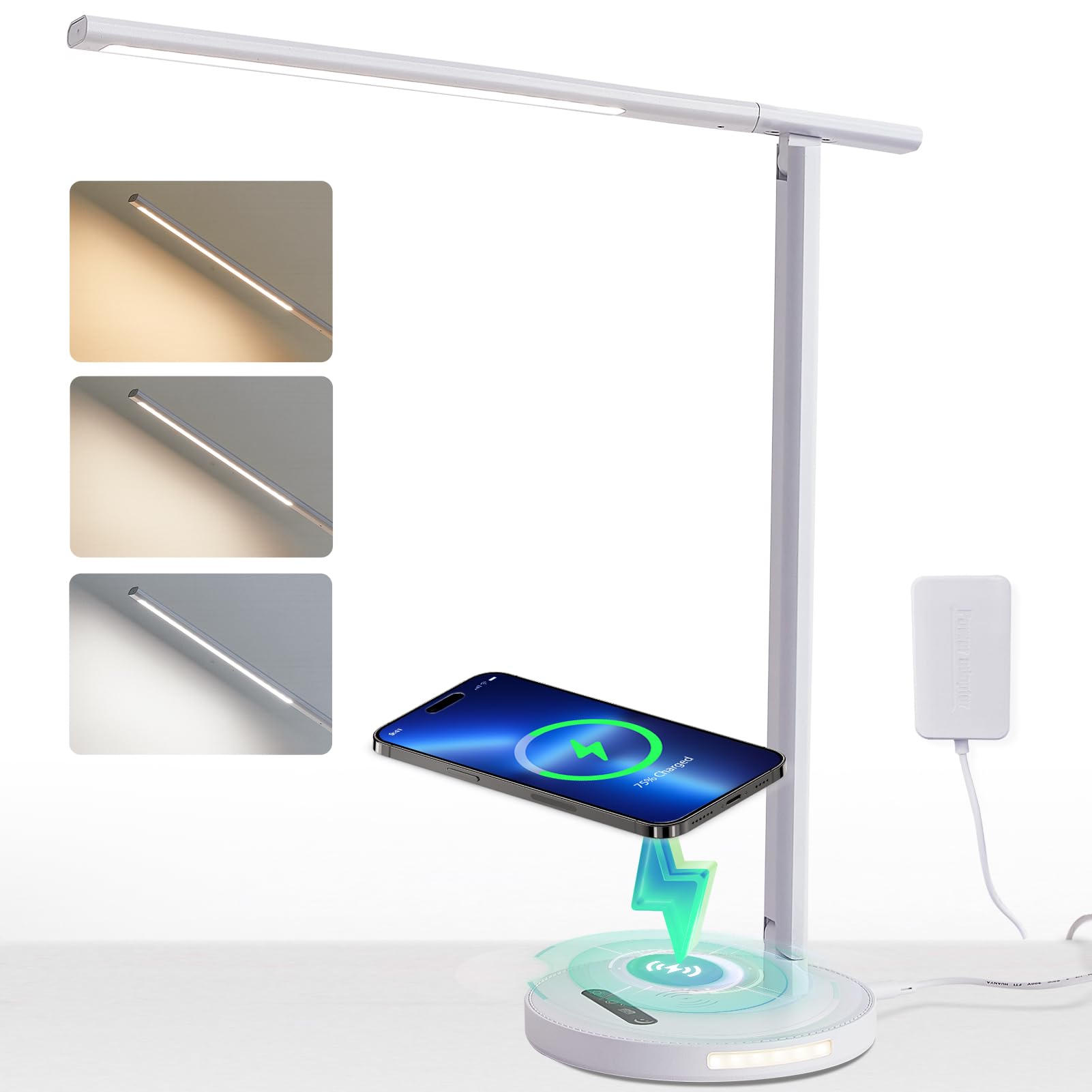 SUNLINKCO Upgraded LED Desk Lamp with Wireless Charger, Stepless ...