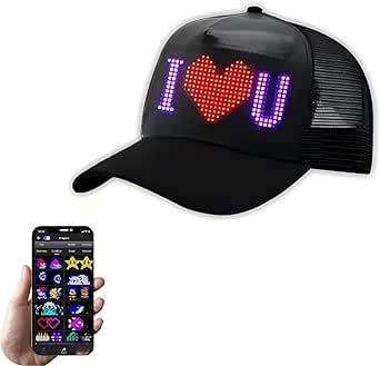 Amazon.com: LED Hats, LED Display Screen Baseball Caps with ...