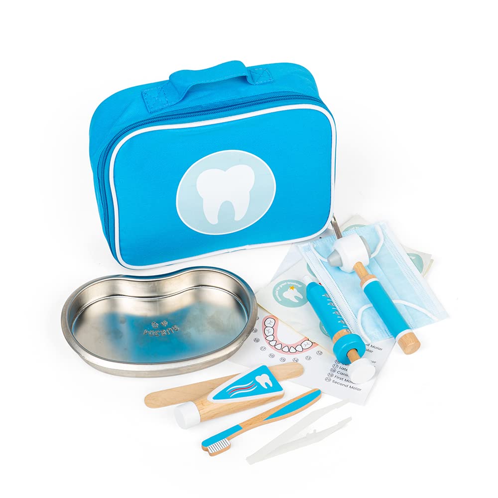 Amazon.com: Bigjigs Toys Dentist Set - 12 Piece Wooden Dentist Kit for ...