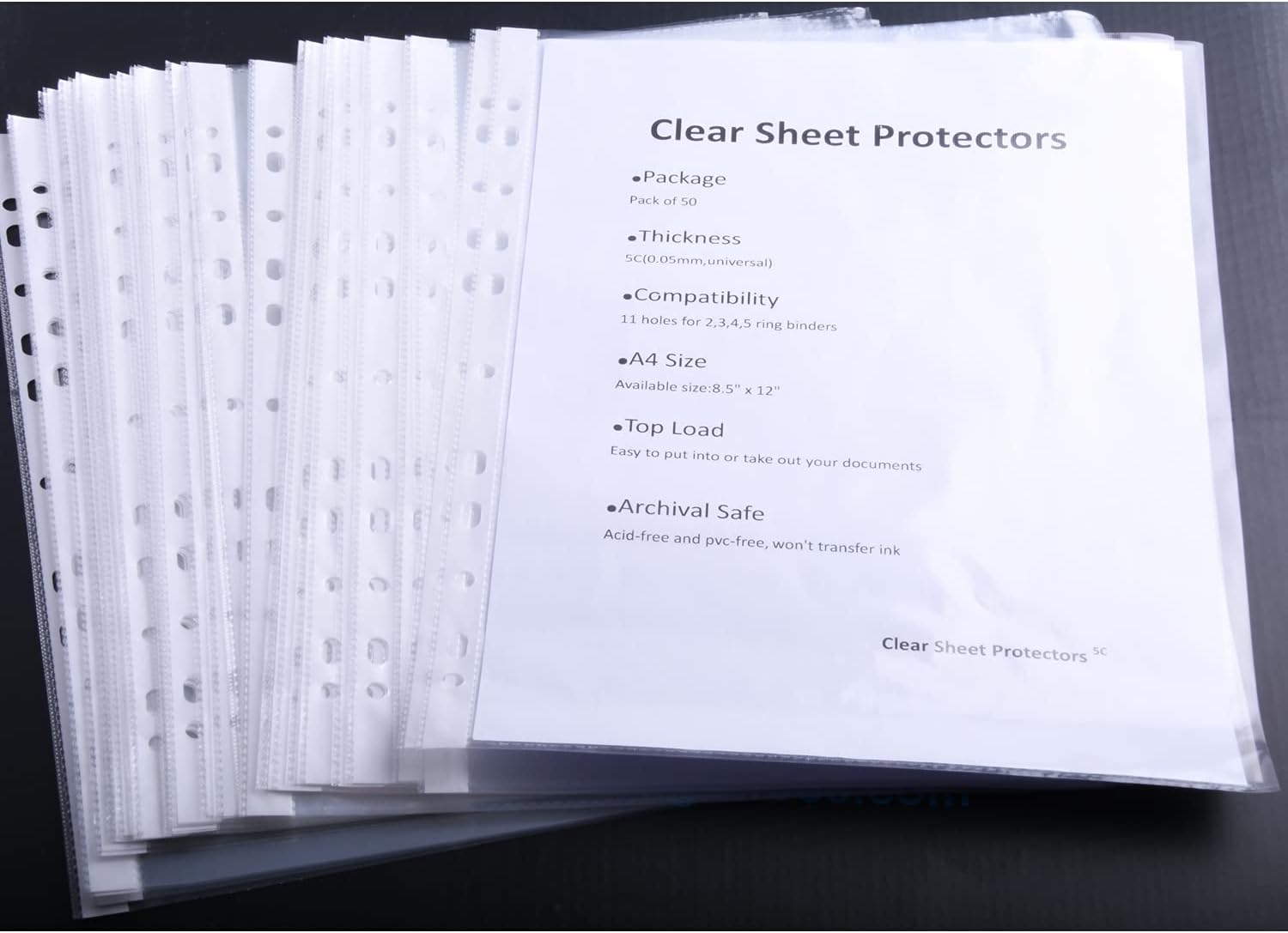 Amazon.com : Clear Paper File Sheet Protectors, A4 Size 8.5 x 11 Inch ...