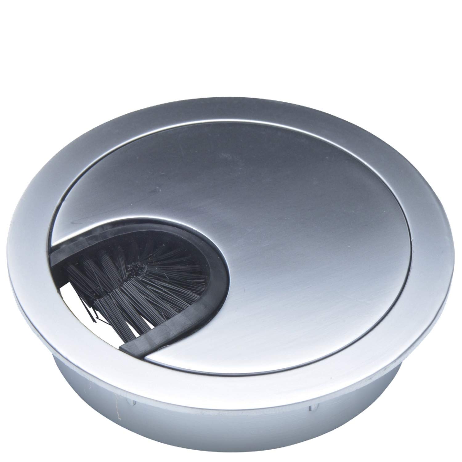 Snapklik.com : Matte Chrome Metal Cable Grommet 2 Piece Lock In Feature