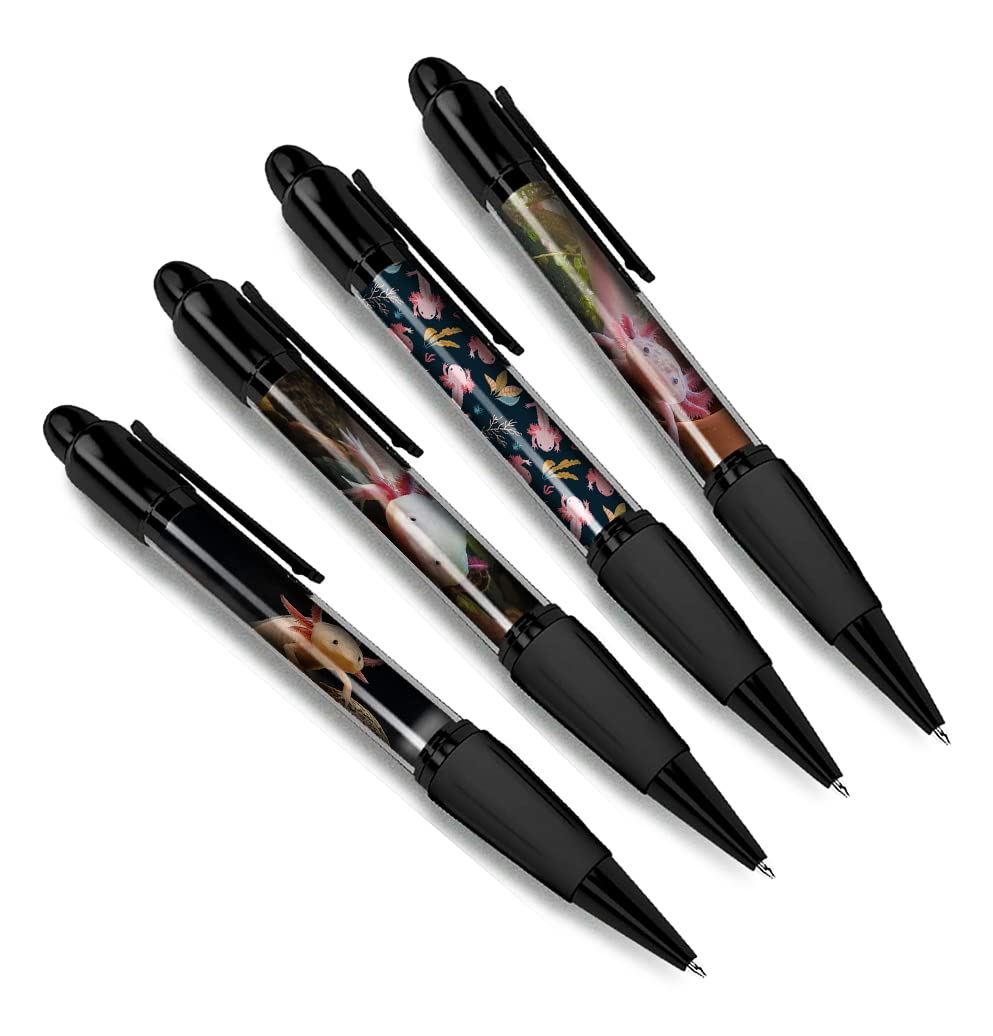 DV DESIGN Set of 4 Axolotl Black Ballpoint Pens - Dragon Fish Aquarium ...