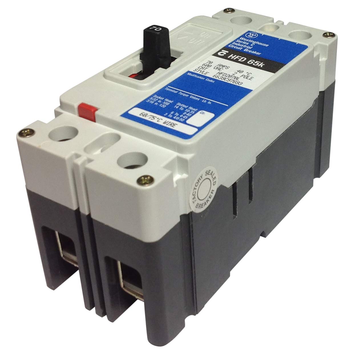 HFD2070L | EATON MCCB, 70A, 2 Poles, 50/60HZ, 600VAC, F-Frame, Complete ...