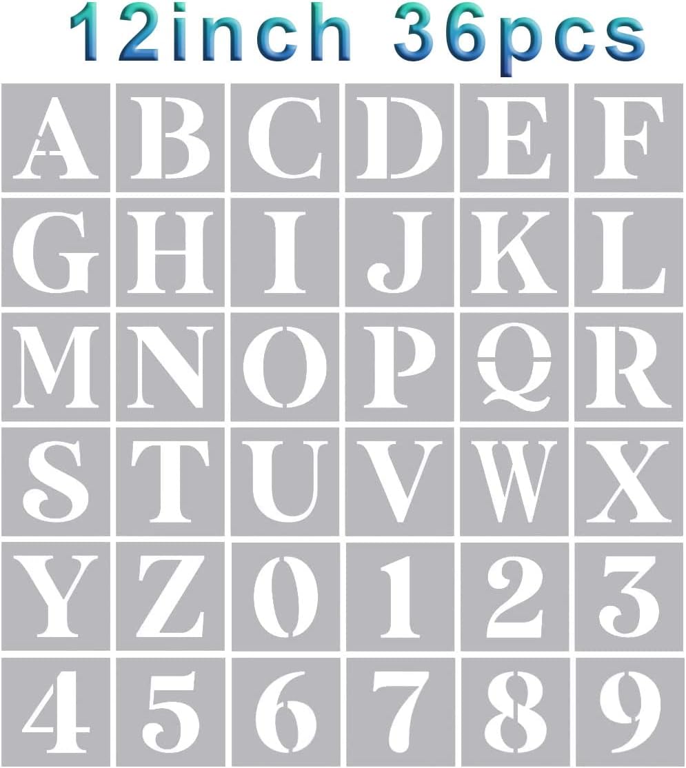Letter Stencils 12 Inch,Alphabet Stencils for Painting on Wood Numbers ...