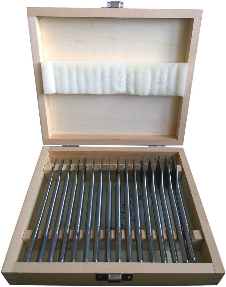 16 Piece Flat Wood Drill Bit Set with Wooden Storage Case : Amazon.co ...