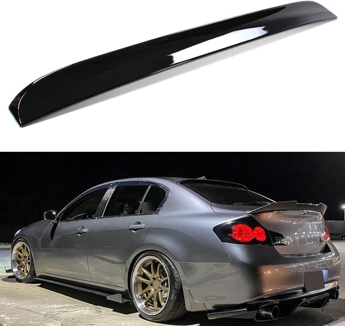 Amazon.com: V2 Style Gloss Black Rear Window Windshield Roof Spoiler ...