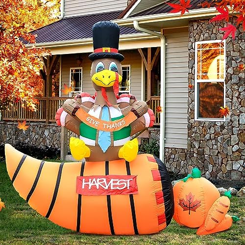 Amazon.com: Joiedomi 5 Ft Thanksgiving Inflatable Turkey on Cornucopia ...