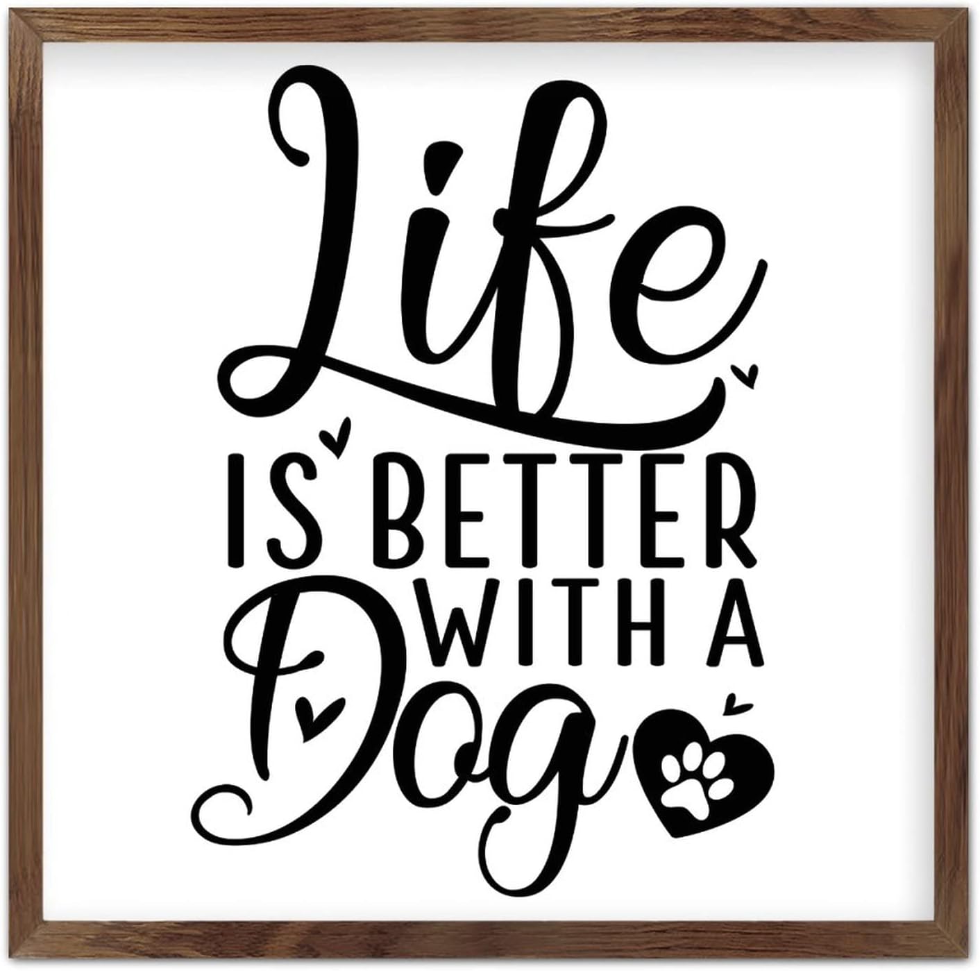 Amazon.com: Life Is Better with A Dog Framed Wooden Sign Wall Hanging ...