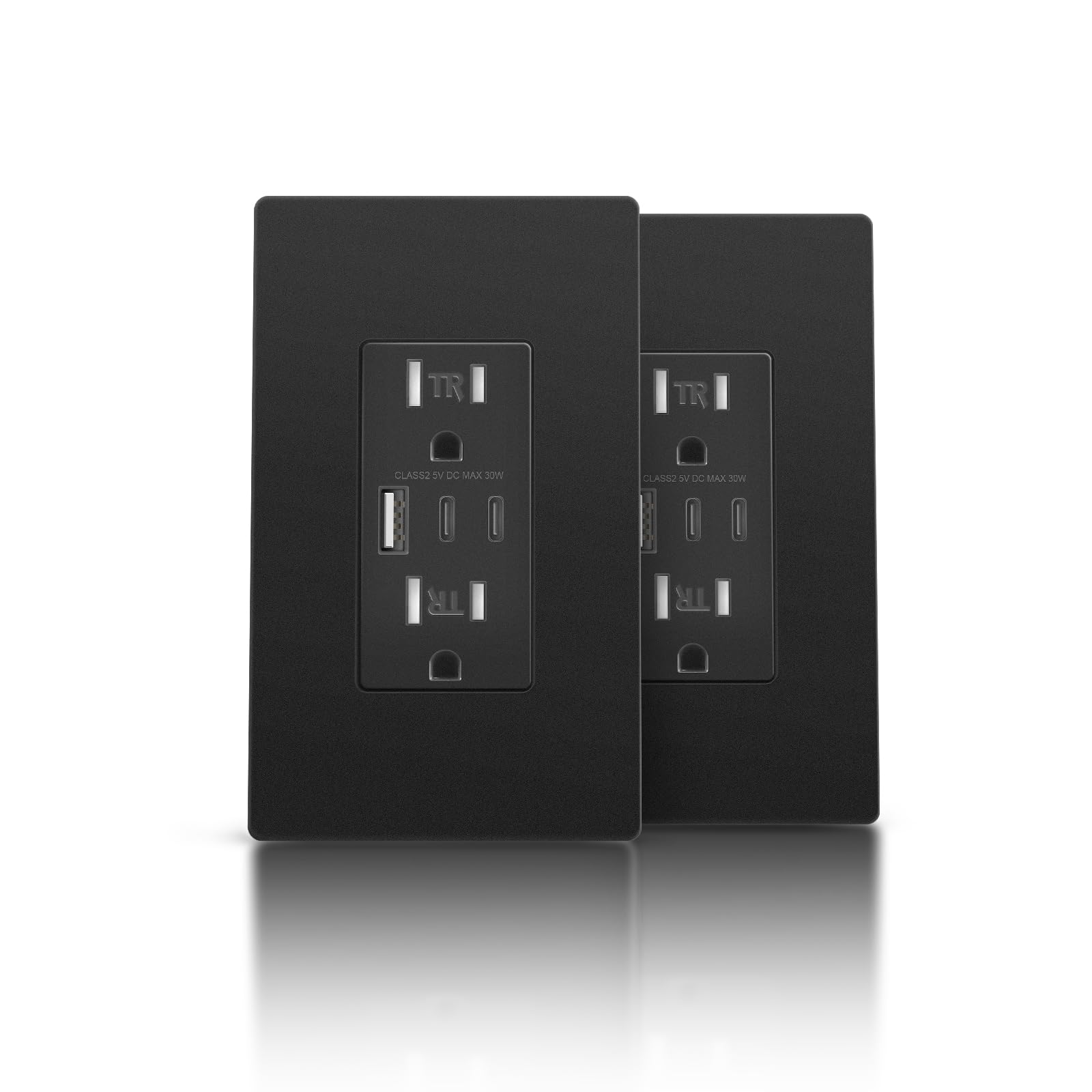 TOPELER Black USB Wall Outlet, 30W 6.0A USB C Electrical Outlet, 15 Amp ...