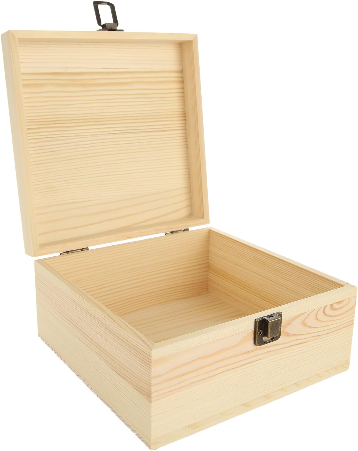 Amazon.com: ABuff 2 Pack Unfinished Wooden Box with Hinged Lid, Wooden ...