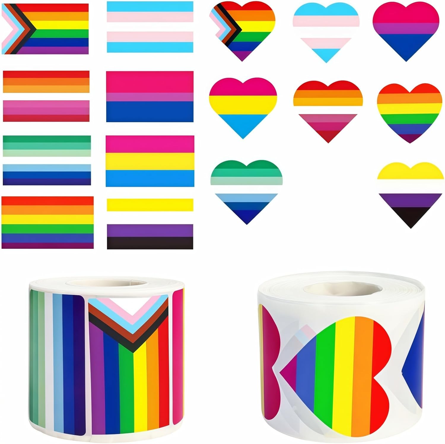 Amazon.com: Pride Stickers 1000 PCS, Rainbow Heart & Flag LGBTQ ...