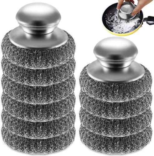 Amazon.com: 10Pcs Steel Wool Scrubber, Steel Wool Pads with 2Pcs Handle ...