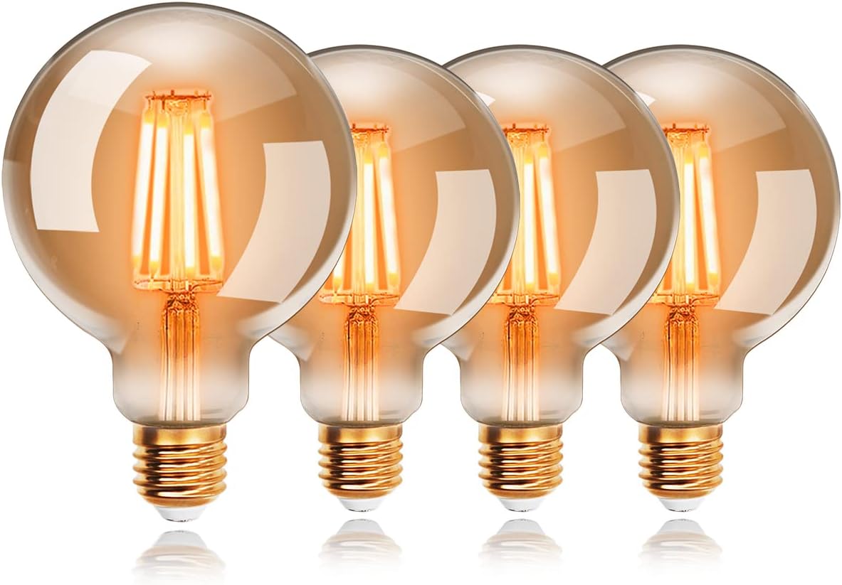 EXTRASTAR Vintage Edison LED Light Bulb, 6W G80 E27 Bulb, 44W ...