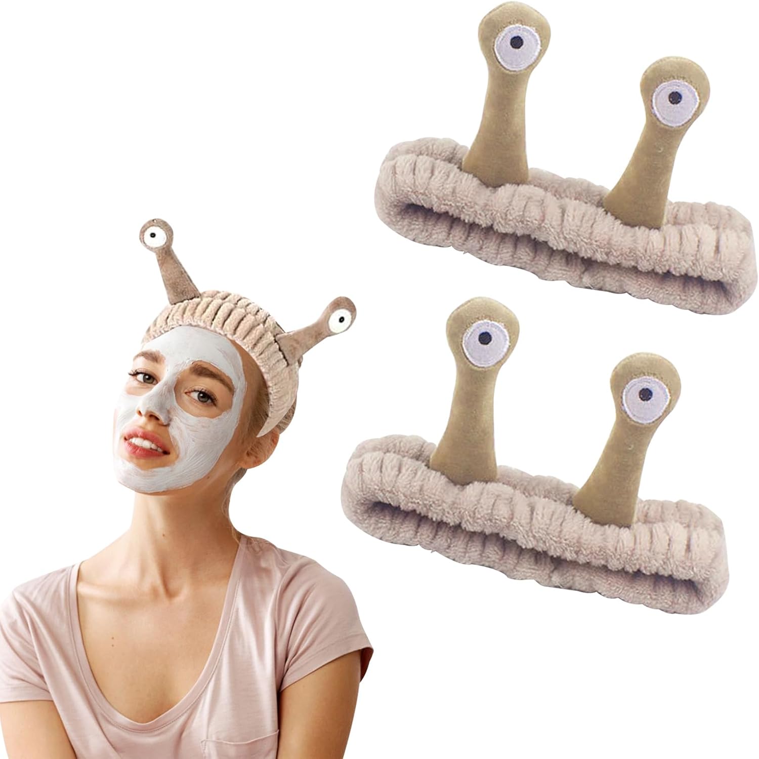 2 PCS Face Wash Headband, Elastic Snail Headband, Cartoon Cute Animals ...