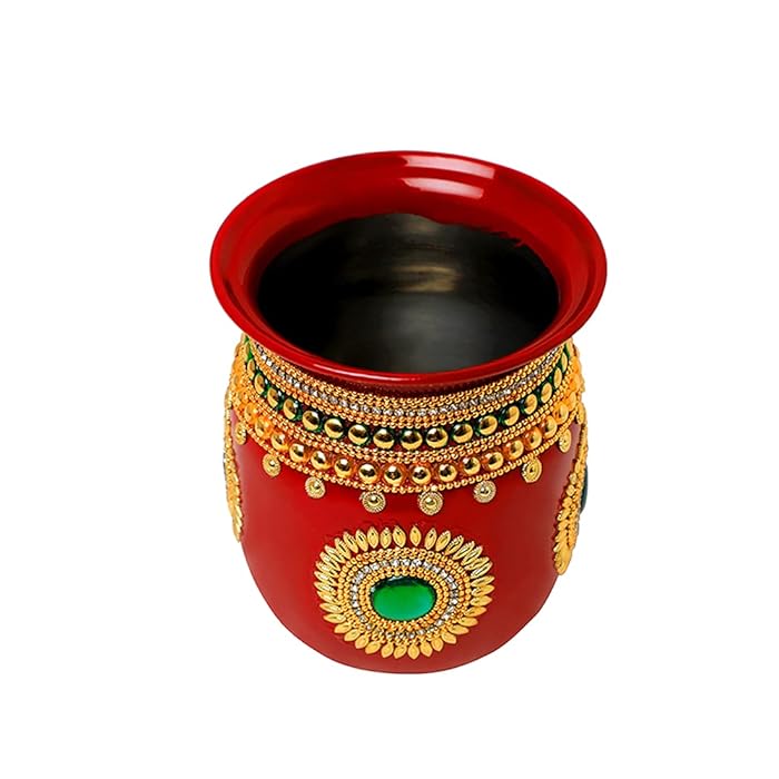 Buy Aditri Creations Decorative Kalash Lota Handpainted Steel Puja ...