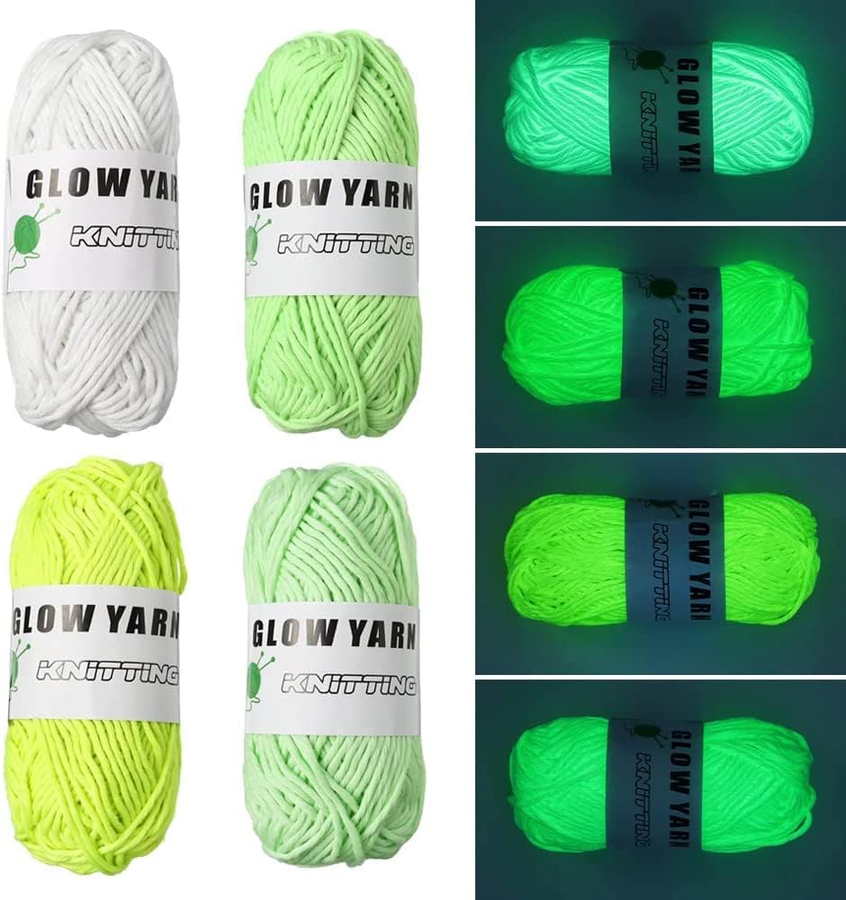 Amazon.com: 4 Pcs Glow in The Dark Yarn(Each 55yd ),DIY Glow Yarn for ...